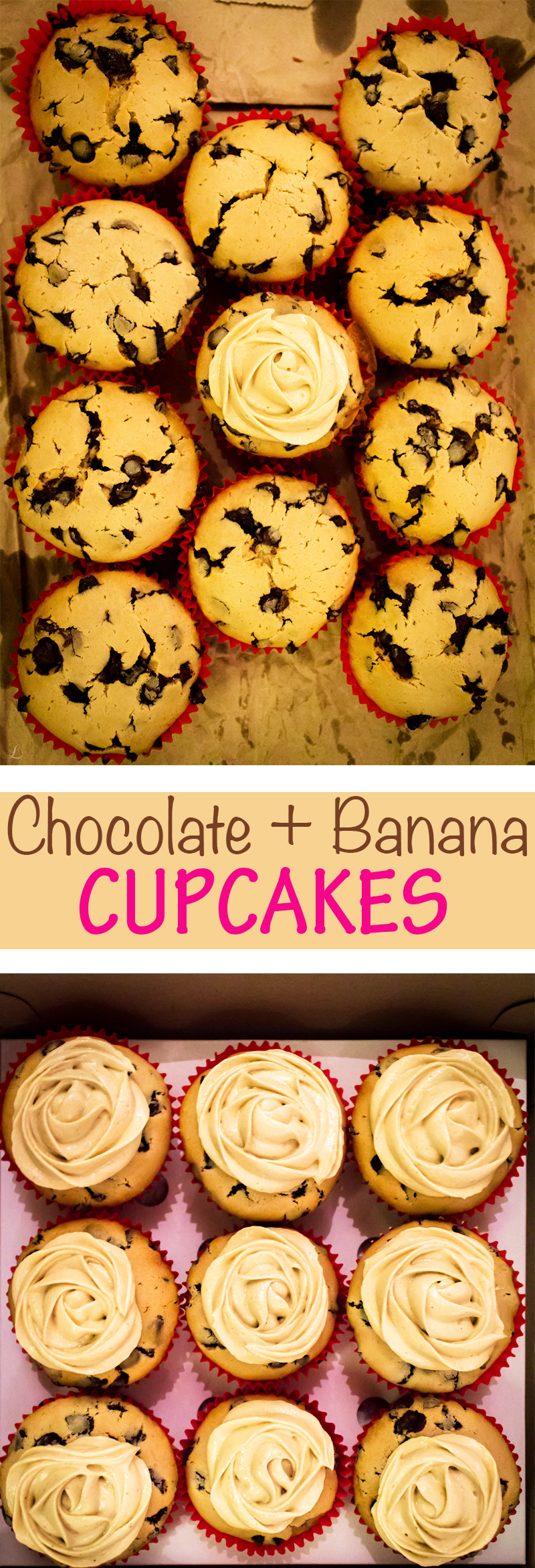 Chocolate Chip Banana Cupcakes With Cream Cheese Topping Better 