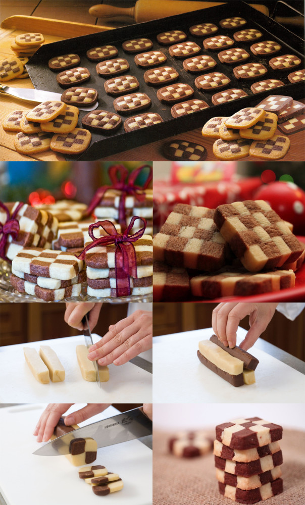 checkerboard shortbread cookies black and white checkers christmas ...